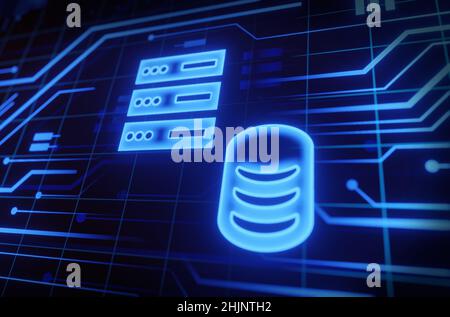 Abstract data center server, business technology blurred Polygonal ...