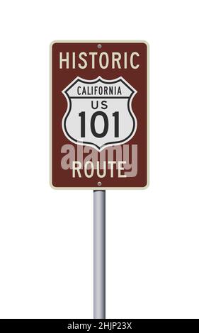 Vector illustration of the US Highway 101 California and North road ...