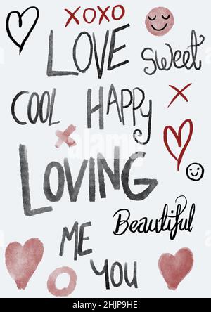 Hand drawn doodle, words and arrow set Stock Photo - Alamy
