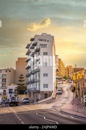 Modern architecture of Xemxija, popular tourist destination in the ...