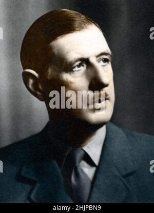 Portrait of Charles de Gaulle (1890 – 1970) a French army officer and ...