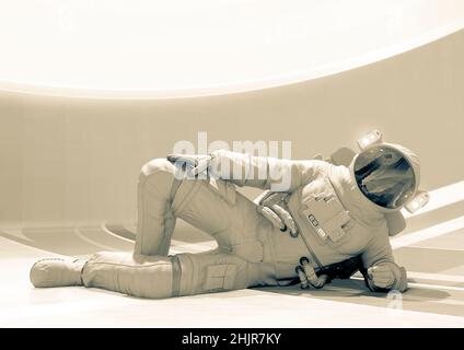astronaut on the flor pin up pose, 3d illustration Stock Photo - Alamy