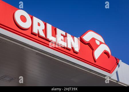A logo of PKN Orlen (Polski Koncern Naftowy Orlen) Polish oil refiner ...