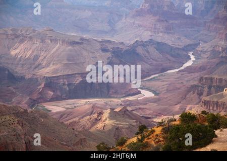 The far Colorado river flowing in the middle of the Grand Canyon ...