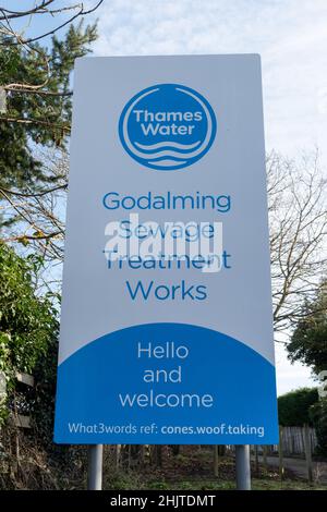 Sign at Thames Water Sewage Treatment Works in Aylesbury warning ...