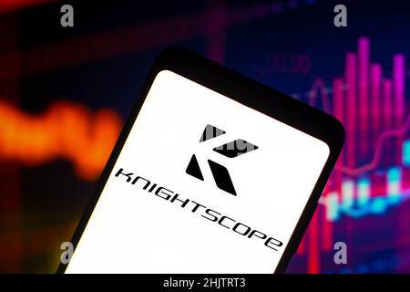 In this photo illustration the Knightscope logo seen displayed on a ...