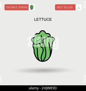 Iceberg lettuce vegetable icon with fresh crisp green leaves. Diet ...