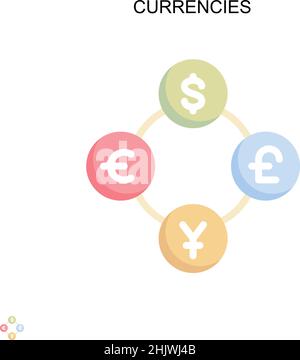 currencies of the world icon sign. symbol on the Round and square ...