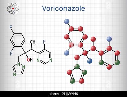 Voriconazole, molecule. It is is triazole antifungal medication used to ...