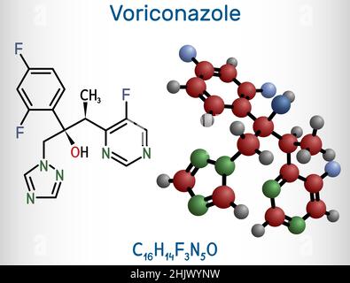 Voriconazole, molecule. It is is triazole antifungal medication used to ...