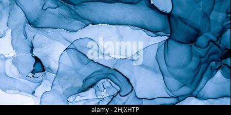 Ink Colours Mix Water. Art Wave Illustration. Blue Liquid Effect ...