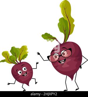 Beet character with happy emotion, joyful face, smile eyes, arms and ...