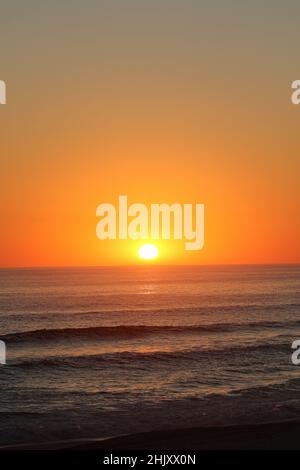 African sunset over the ocean waves, aerial view, Le Morne Brabant ...