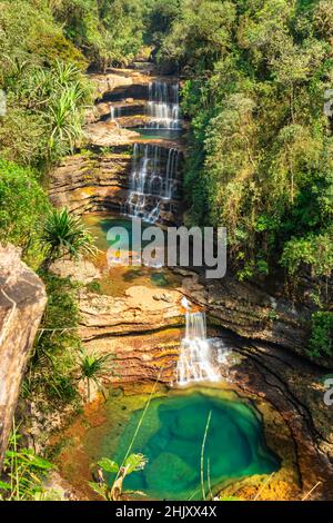 Wei Sawdong Waterfall in Meghalaya, Northeast India Stock Photo - Alamy