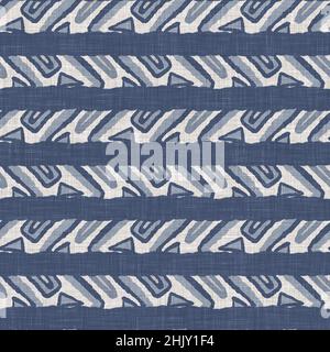 Seamless French country kitchen stripe fabric pattern print. Blue yellow white vertical striped ...