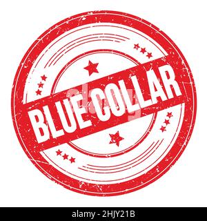 BLUE COLLAR text on red brown ribbon badge stamp Stock Photo - Alamy