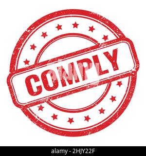 COMPLY red grungy rectangle stamp sign Stock Photo - Alamy