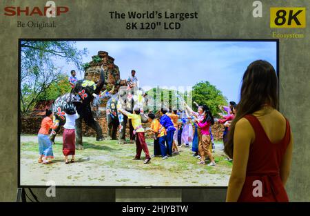 120 Zoll 8k LCD Fernseher von Sharp, Internationale Funkaustellung ...