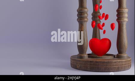 Happy Valentines day background, hourglass with hearts, copy space ...