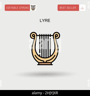 Lyre, wooden harp, string instrument. Musical instruments silhouette ...