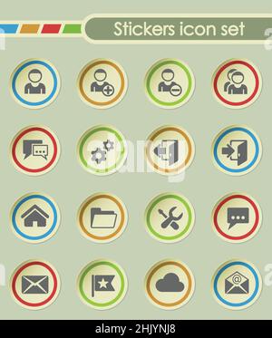 User account settings round color beveled buttons with smooth surfaces ...