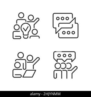 Group tasks pixel perfect linear icons set for dark, light mode Stock ...
