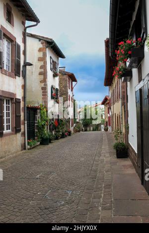 Cityscape of the Basque village of St Jean Pied de Port, France. High ...