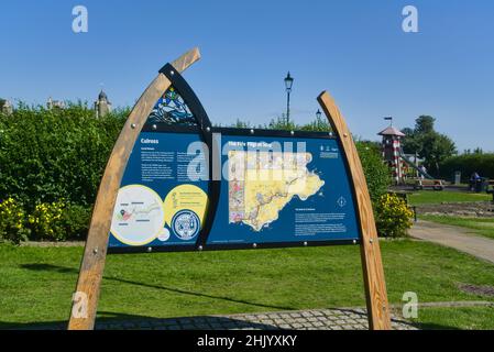 Ancient Culross village of Coastal Path. Sign and map at car park ...