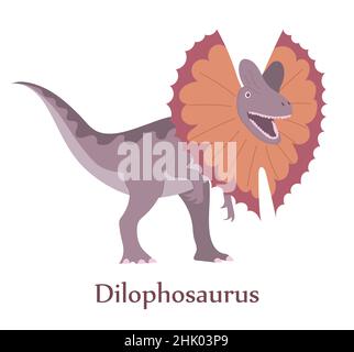 Dilophosaurus vector illustration isolated in white background. Dinosaurs Collection Stock ...