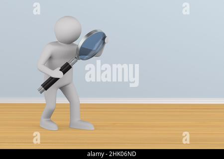 3d man with magnifier Stock Photo - Alamy
