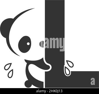 Panda icon behind number 5 logo illustration template Stock Vector ...