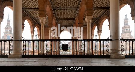 The typical columns and staircases of the famous Spanish square in ...