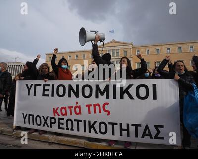 Athens, Attika, Greece. 1st Feb, 2022. Protest in Athens in support of ...