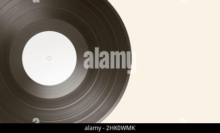 Vinyl record on beige background. White label Mock up Stock Photo - Alamy