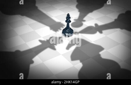 Chess knight surrounded by pieces, illustration Stock Photo - Alamy