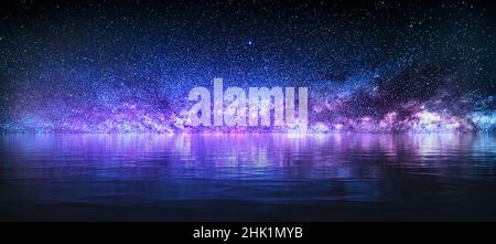 Amazing starry sky over sea at night Stock Photo - Alamy