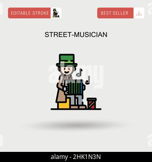 Street musician people band vector illustration. Man singer with guitar ...