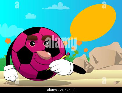 Soccer ball writing with pencil. Traditional football ball as a cartoon ...
