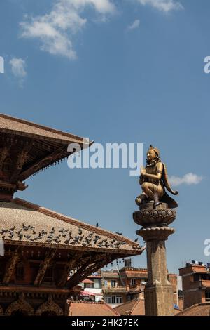 The Garuda Statue in the hand gesture of Namaste for greeting, in Patan ...