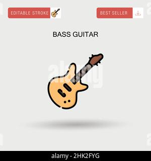 Electric bass guitar icon. Black silhouette of guitar. Music instrument ...