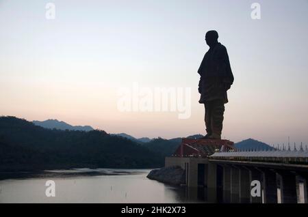 Statue of Unity of Vallabhbhai Patel on banks of Narmada river. World's ...