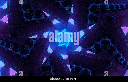 Neon cyan deep blue with purple shadow kaleidoscope Stock Photo - Alamy
