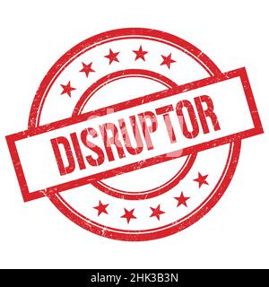 DISRUPTOR text on red round grungy texture stamp Stock Photo - Alamy