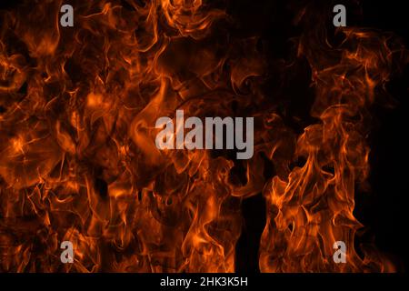 Flame fires. Burn lights on a black background. Fire flames on black ...