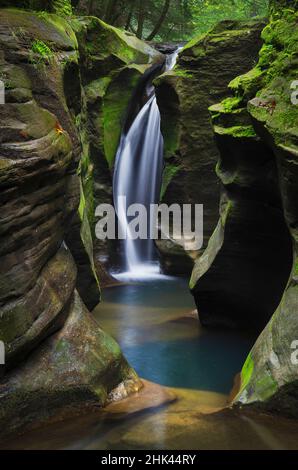 Robinson Falls, also known as Corkscrew Falls, carves through a small ...