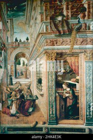 The Annunciation, with Saint Emidius . This painting by Carlo Crivelli (1430-1495) called ...