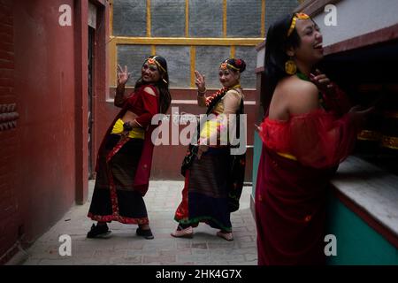 Kathmandu, Nepal. 2nd Feb, 2022. A Nepalese Tamang girl in traditional ...