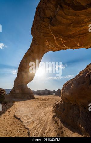 Rainbow rock arch, Al Ula, Kingdom of Saudi Arabia, Middle East Stock ...