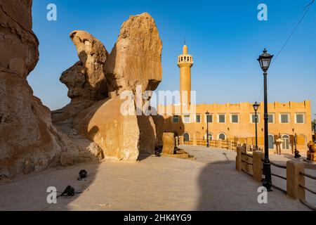 Mosque at the Al Qarah mountain, Unesco site Al Ahsa Oasis, Hofuf ...