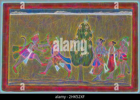 Vali and Sugriva Fighting, Folio from the Dispersed 'Shangri Ramayana ...